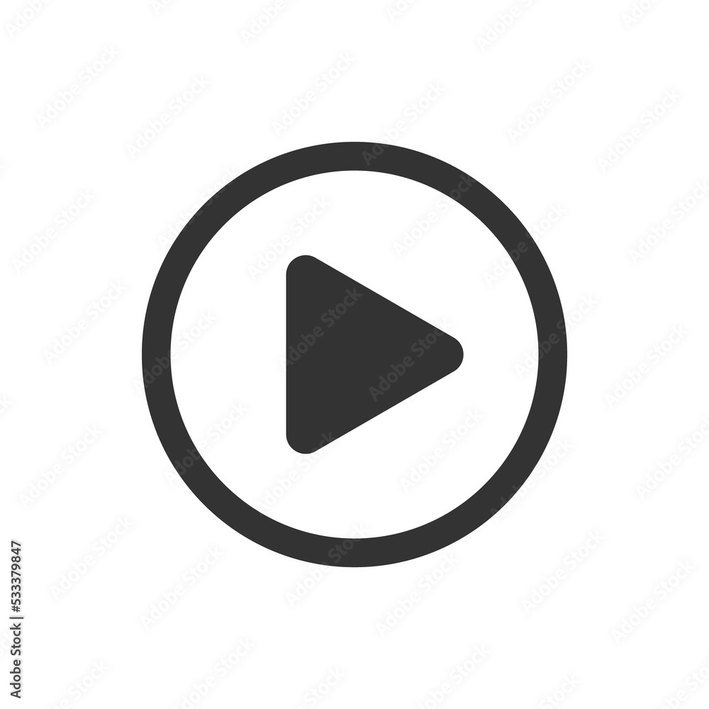 Play button icon on transparent background. Video player sign. Circle ...