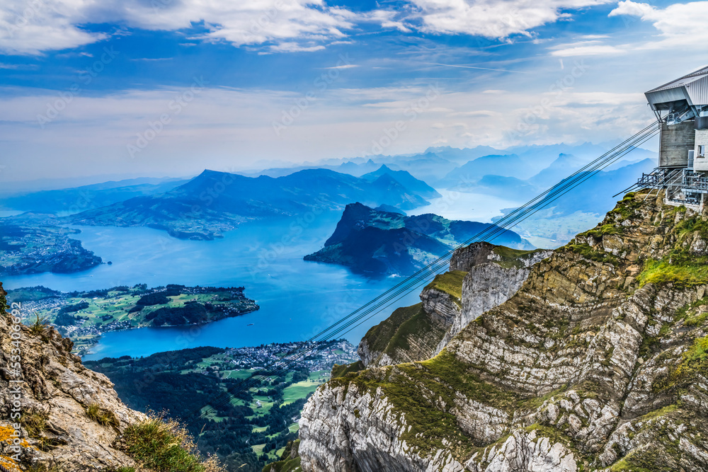 Cable Cars Station Cliff Mount Pilatus Lake Lucerne Switzerland Stock ...
