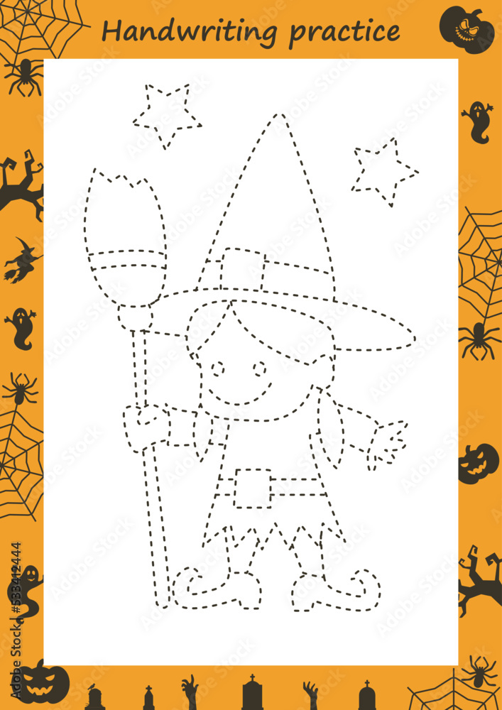 Stock-Vektorgrafik „Study Sheet for Children. Handwriting practice. A ...