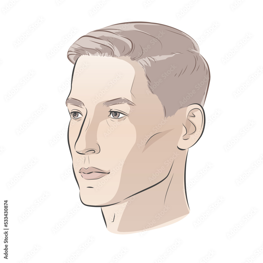 Man face portrait three different angles and turns of a male head ... Man face portrait three different angles and turns of a male head ...