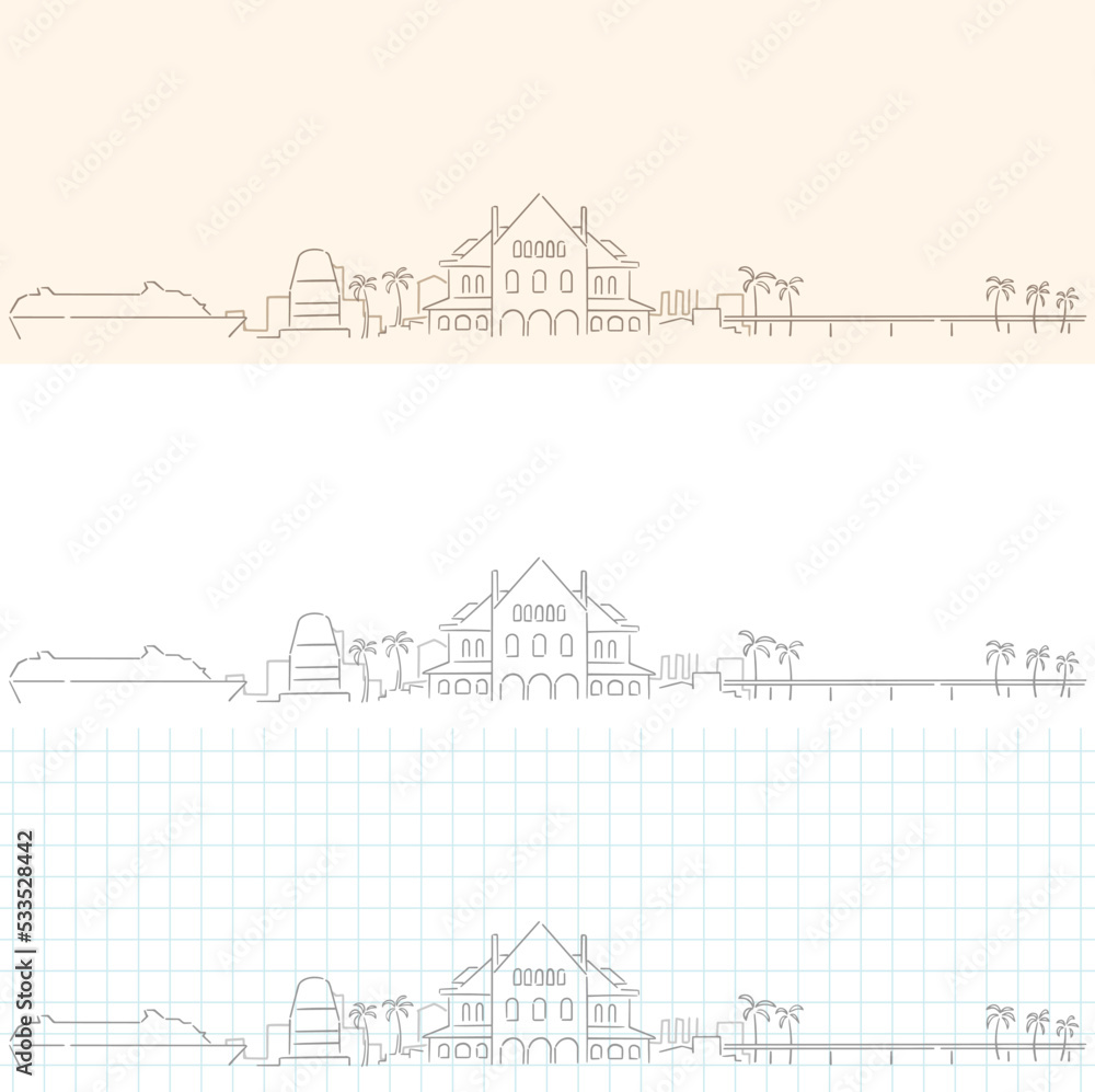 Key West Hand Drawn Profile Skyline Stock Vector | Adobe Stock