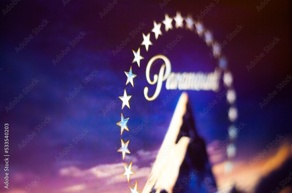 Paramount logo on the screen. Stock Photo | Adobe Stock