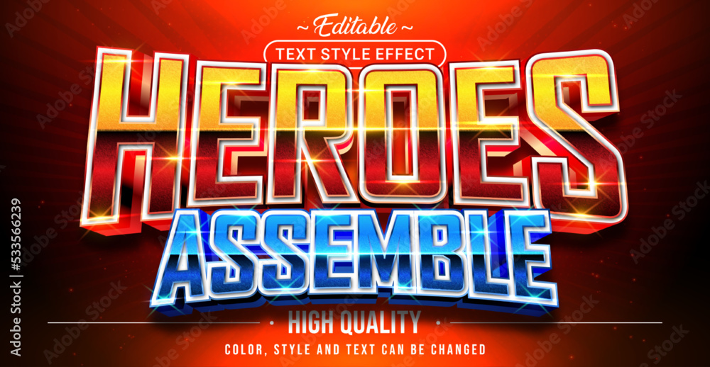 Editable text style effect - Heroes Assemble text style theme. Stock ...