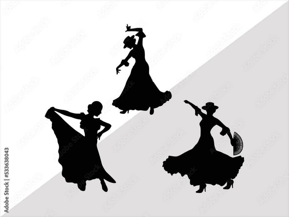Flamenco Dancer SVG Cut Files | Flamenco Dancer Silhouette | Flamenco ...
