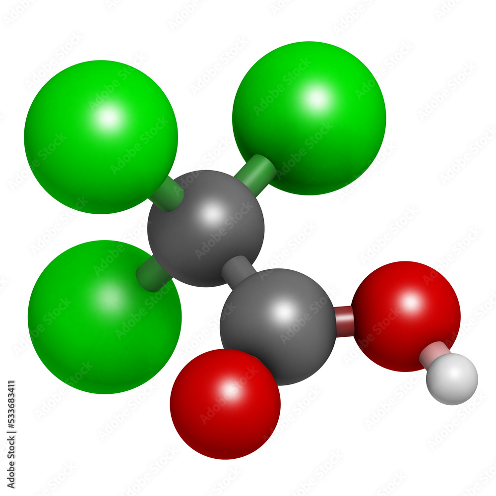 Trichloroacetic acid (TCA) molecule. Used in dermatological treatment ...