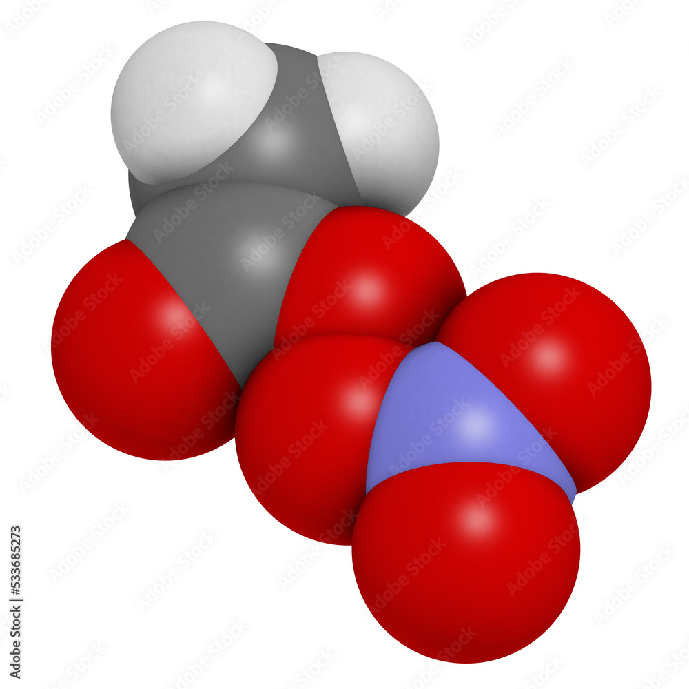 Peroxyacetyl nitrate (PAN) pollutant molecule. Secondary pollutant ...