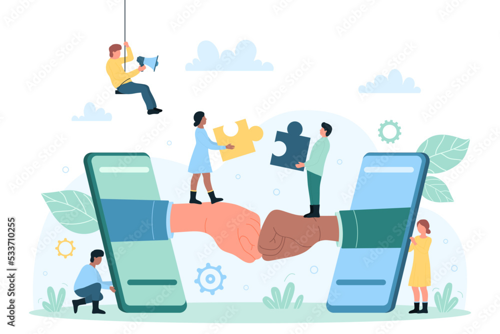 Business collaboration of employees, remote teamwork and partnership ...