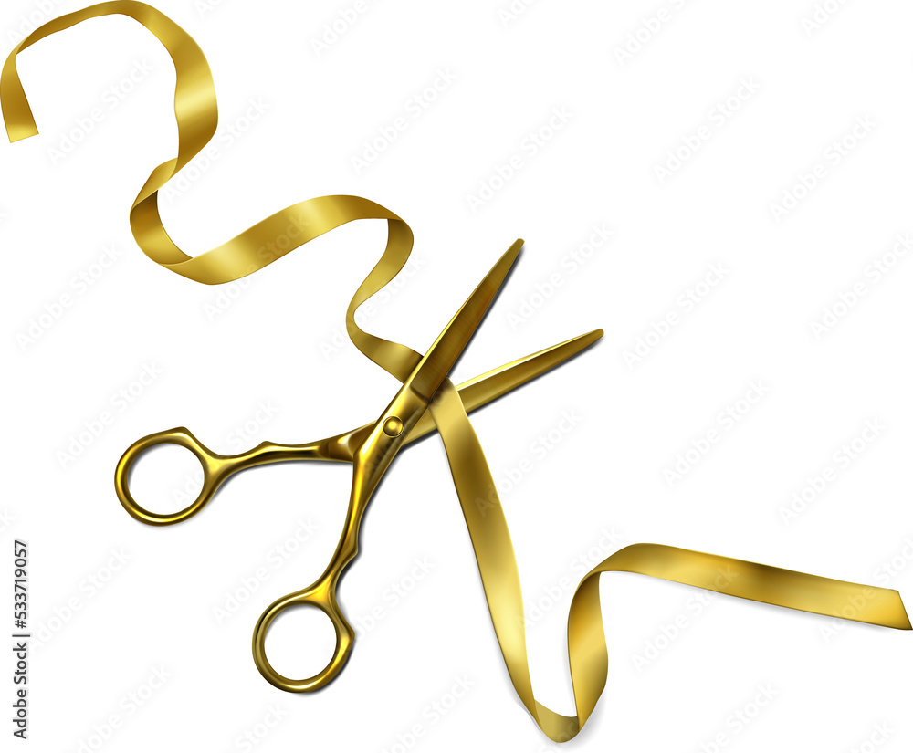 Scissors cutting ribbon Stock Illustration | Adobe Stock