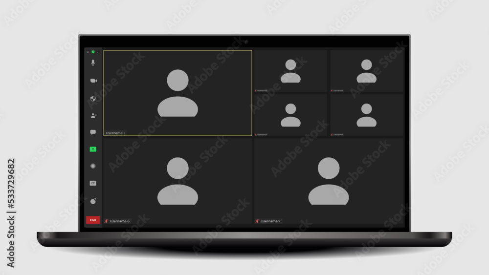 Video conferencing user interface. Video calls window overlay ...