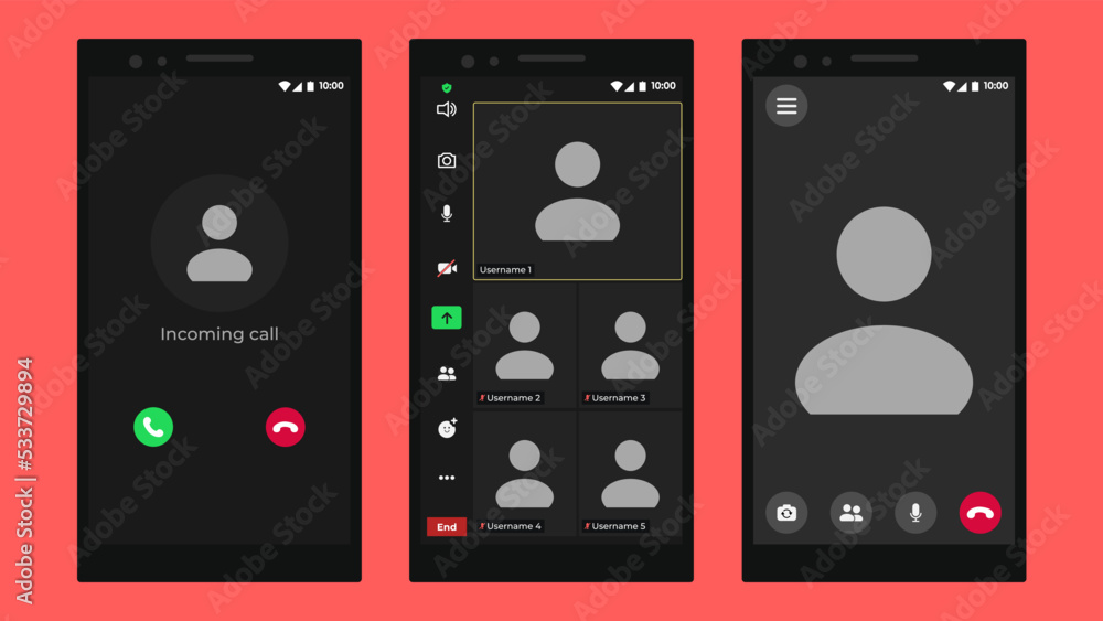 Video conference user interface. Video calls window overlay. Zoom ...