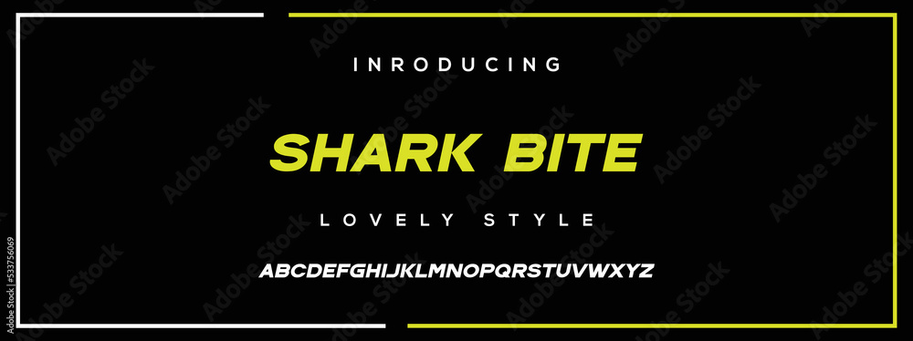SHARK Sports minimal tech font letter set. Luxury vector typeface for ...