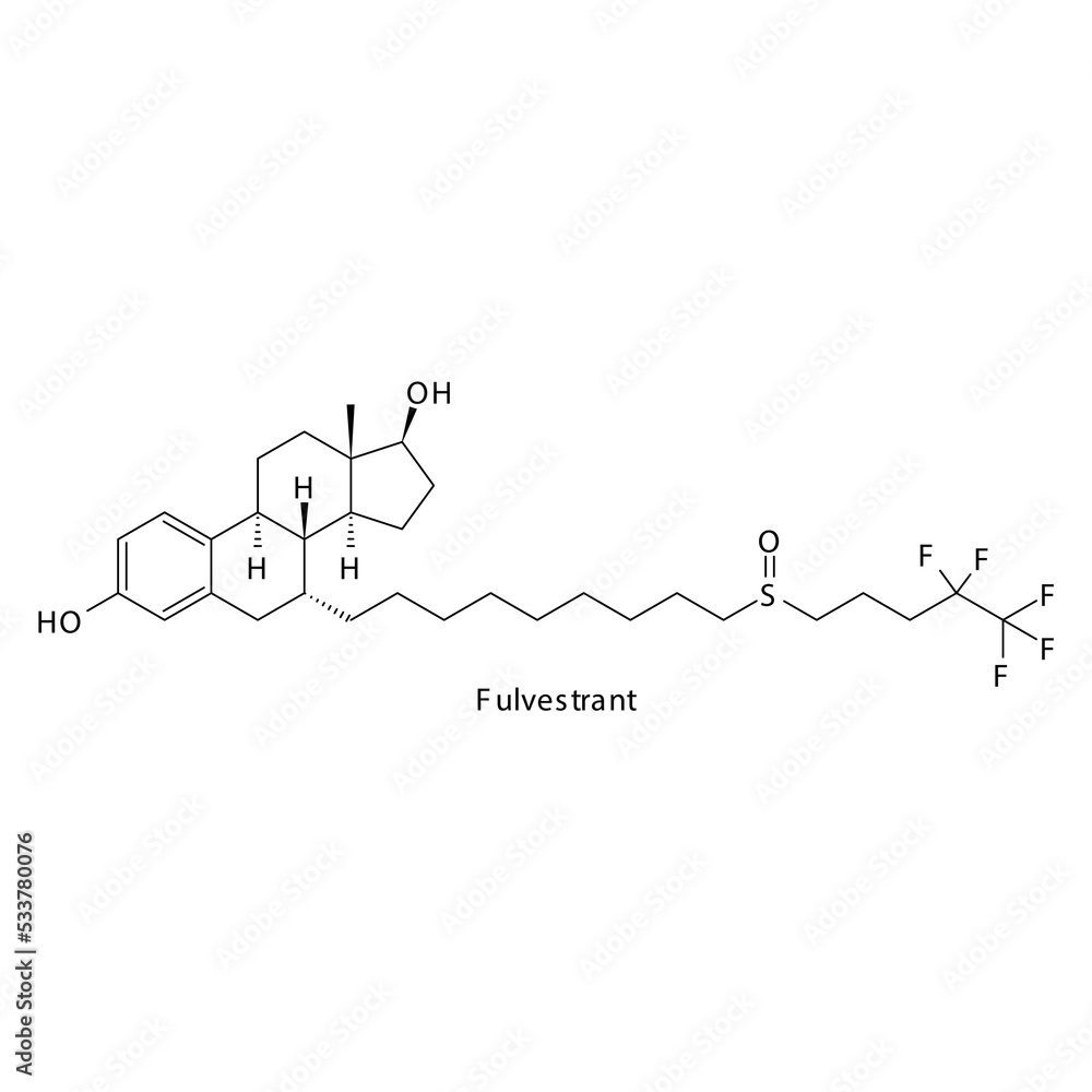 Fulvestrant molecule flat skeletal structure, Selective estrogen ...
