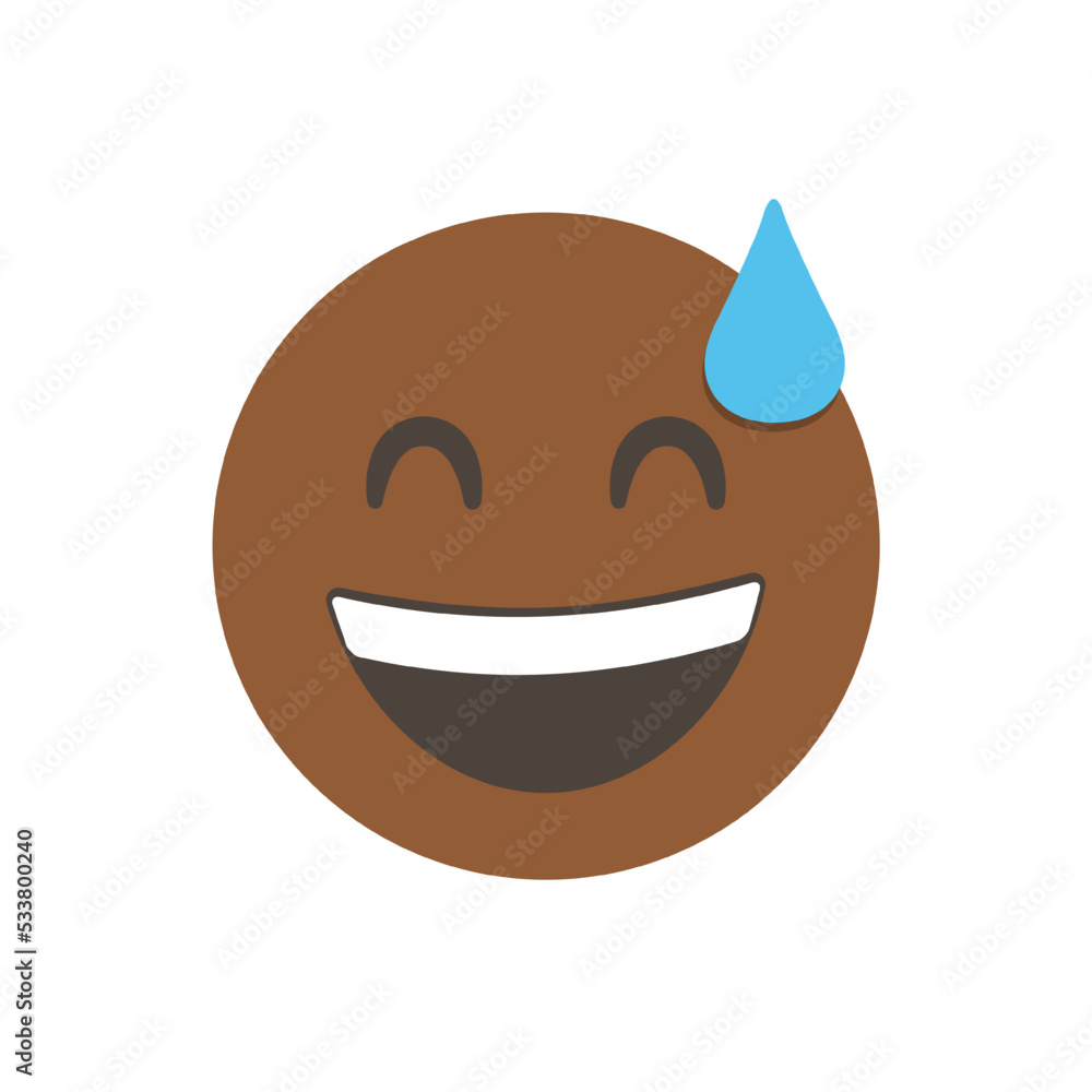 Phew emoji, grinning face with sweat, relief emoji. 3D stylized vector ...