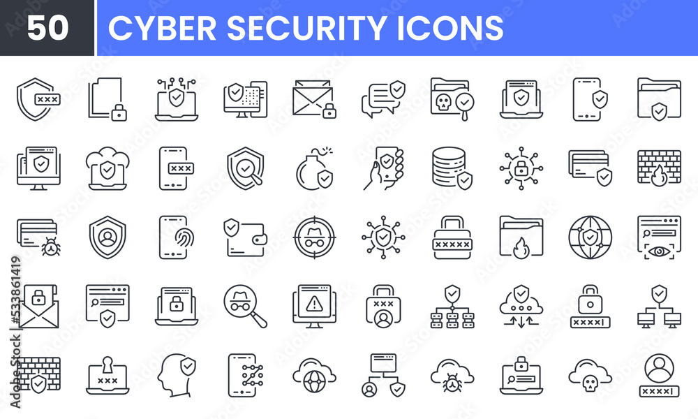Cyber Security vector line icon set. Contains linear outline icons like ...