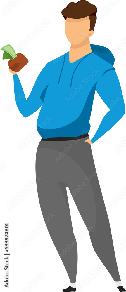 Wealthy man with wallet semi flat color raster character. Standing ...