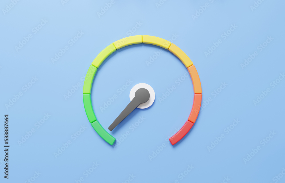 3D display speedometer icon cartoon minimal arrow point scale speed low ...