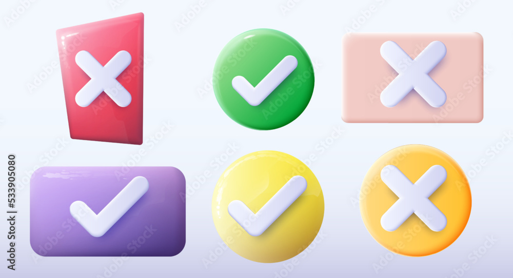 Stock-Vektorgrafik „Realistic right and wrong 3D Button. A set of ...