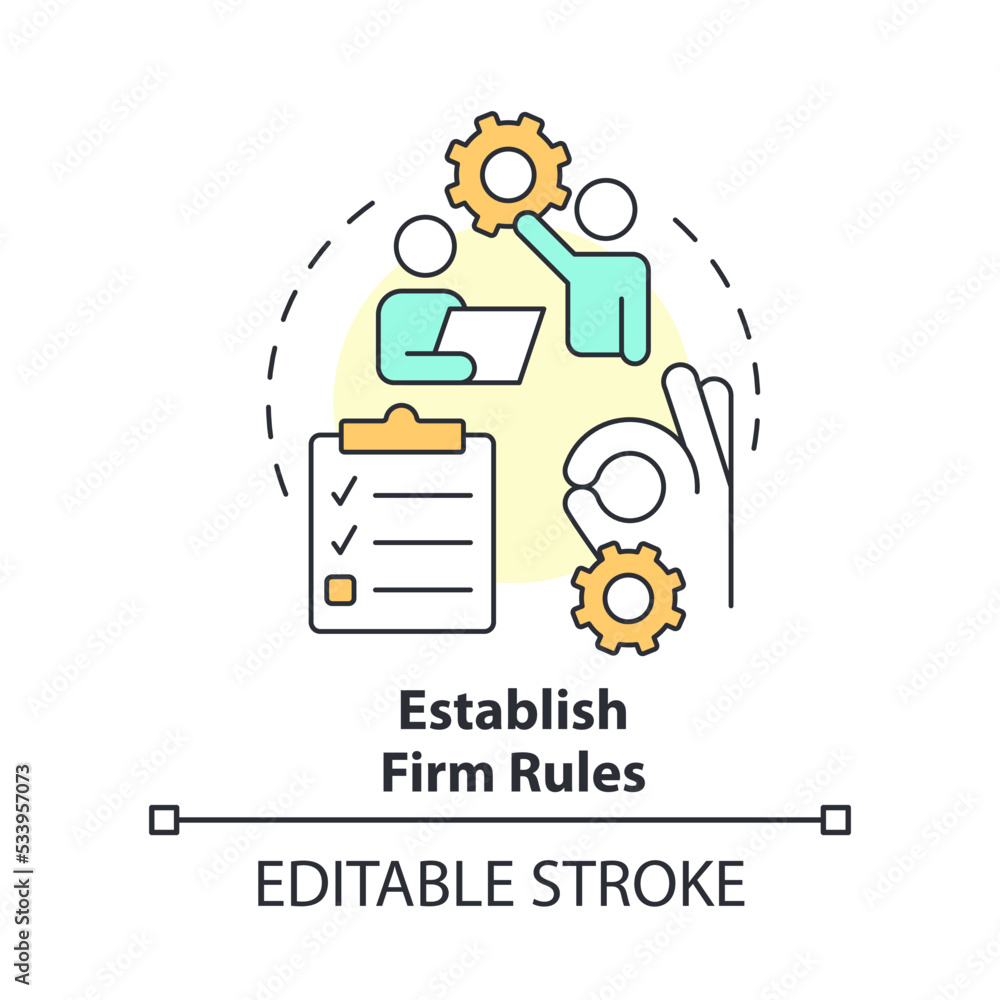 Establish firm rules concept icon. Tip for coaching abstract idea thin ...