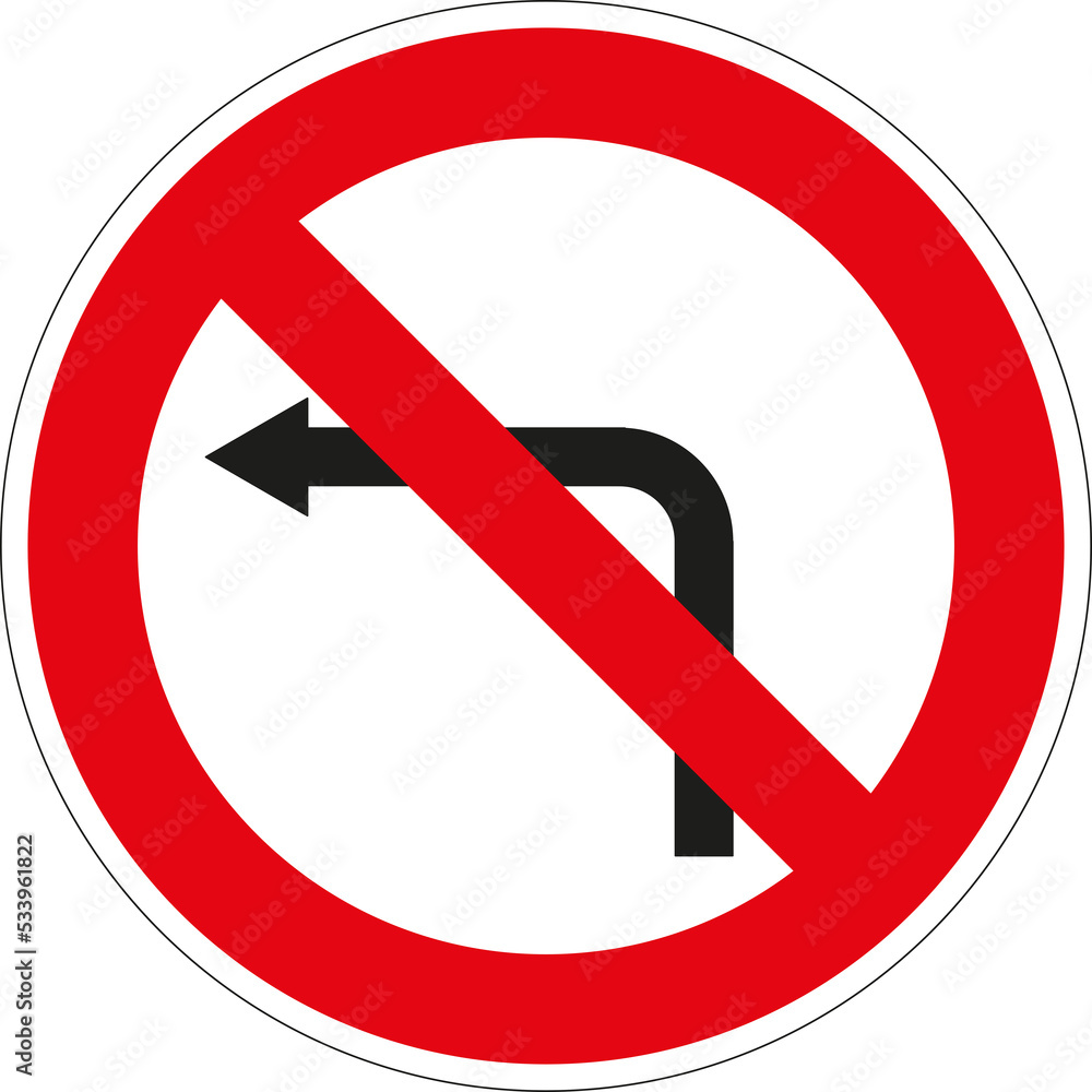 Panneau Interdiction de tourner à gauche Stock Illustration | Adobe Stock