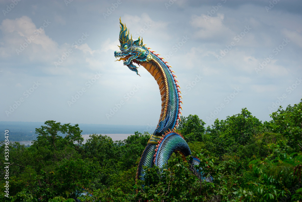 Naga scale stucco work according to Buddhist beliefs in Thailand Stock ...