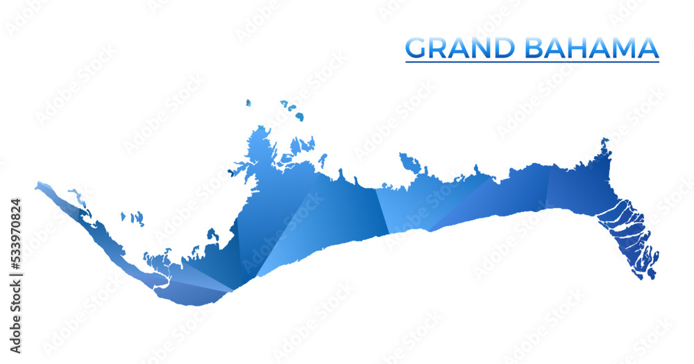 Vector polygonal map of Grand Bahama. Vibrant geometric island in a low ...