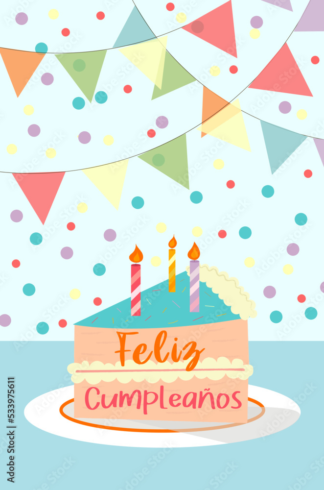 irthday cake with candles.Feliz Cumpleaños, Happy Birthday in Spanish ...