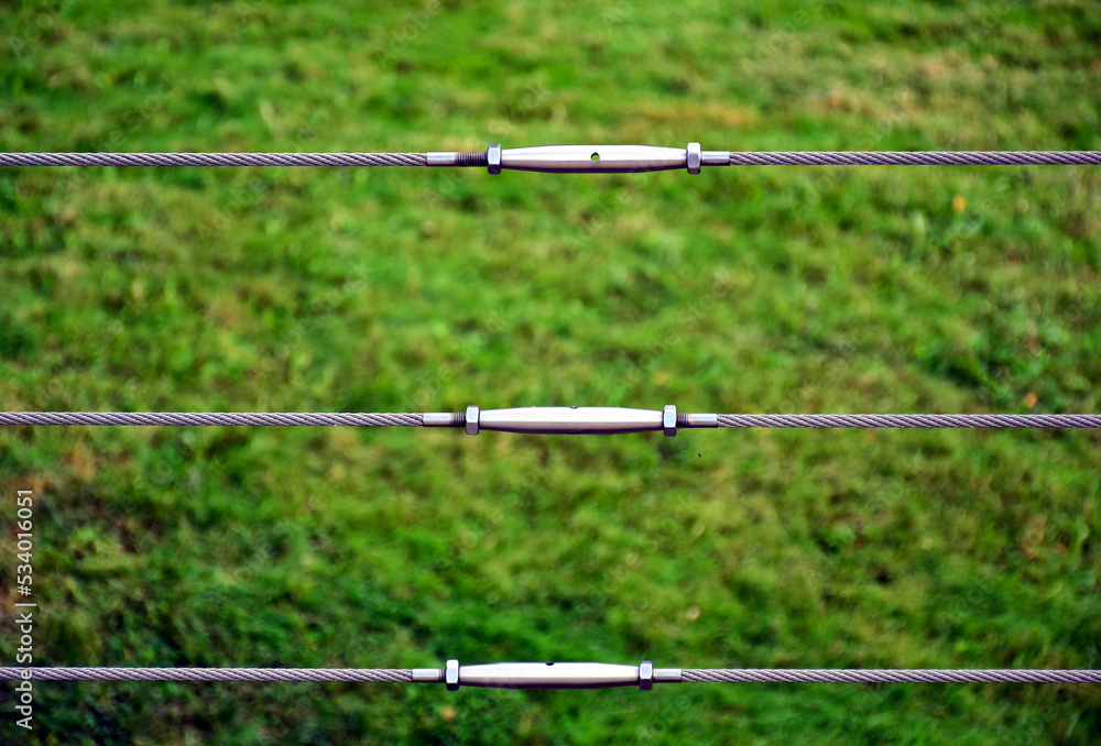 stainless steel railing. modern construction materials. shiny steel ...