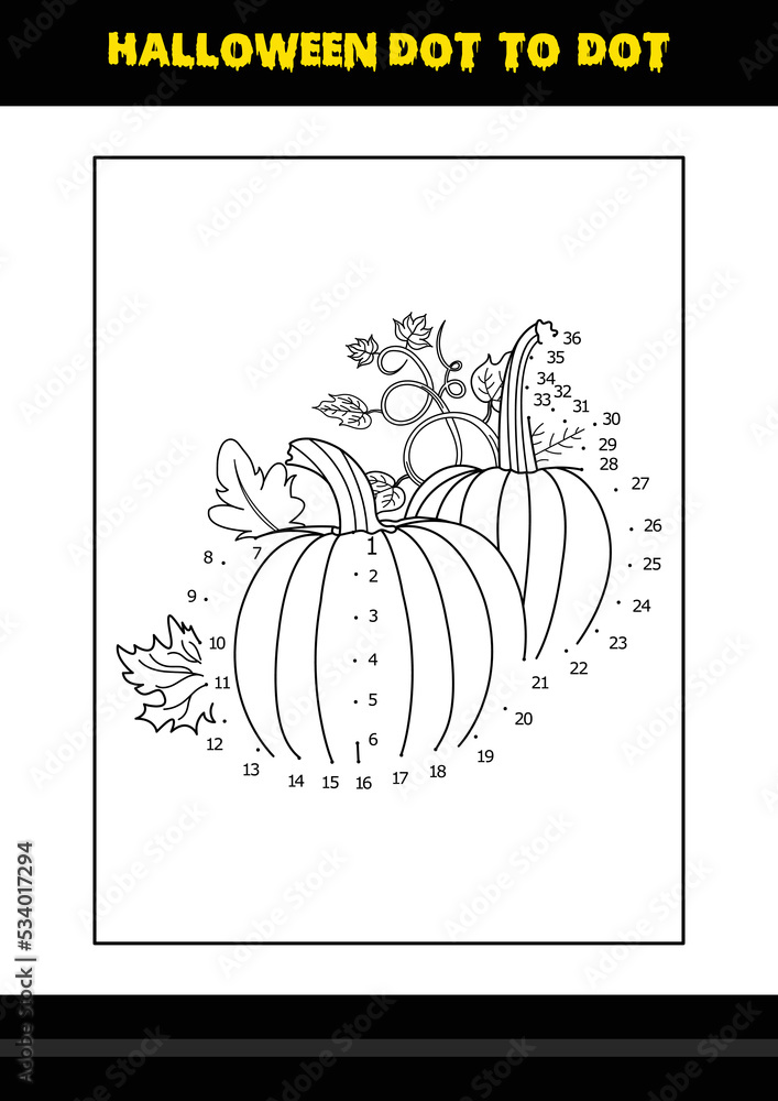 Vektor Halloween dot to dot coloring page for kids. Line art coloring ...
