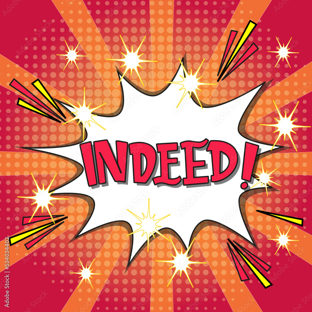 Comic lettering indeed. Vector bright cartoon illustration in retro pop ...