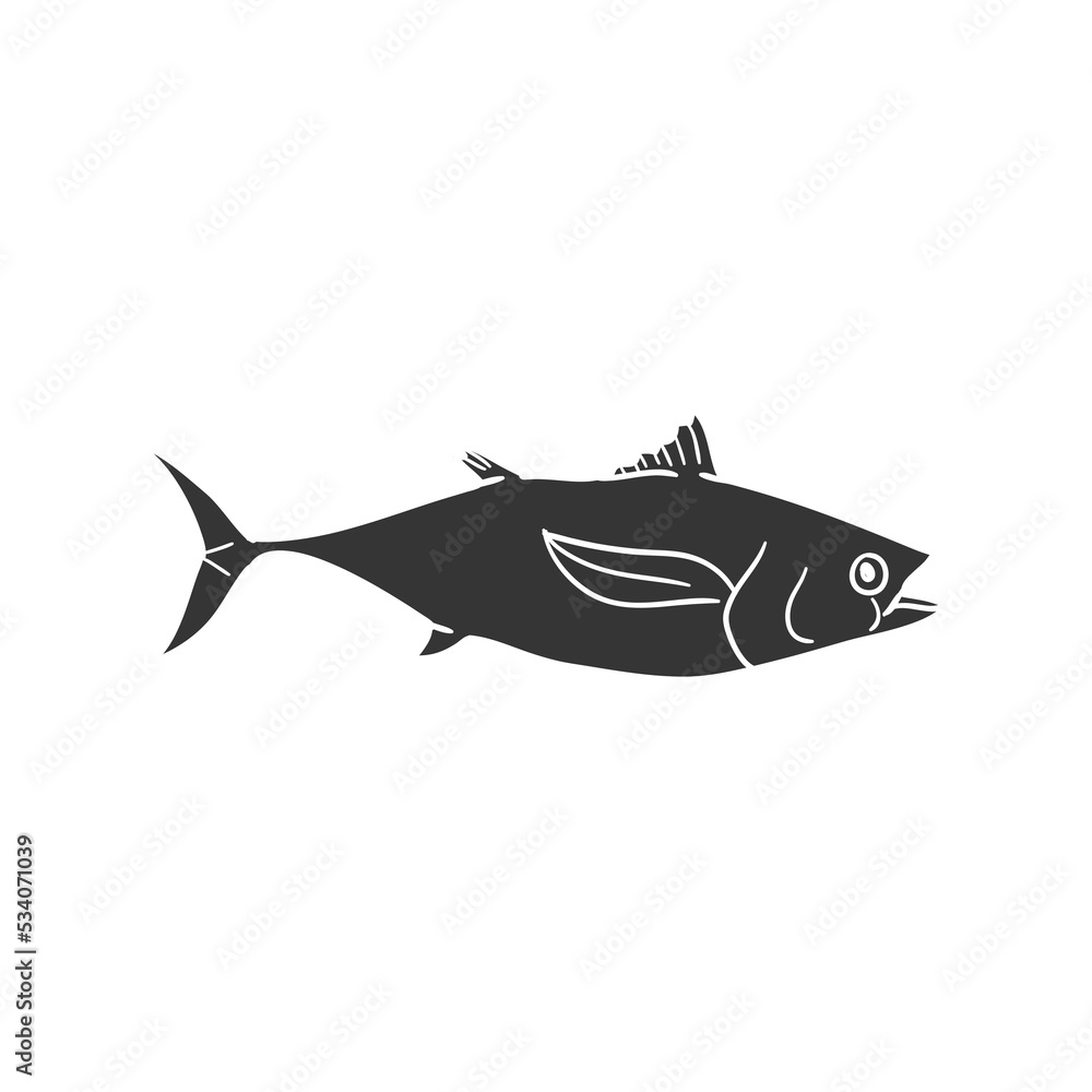 Tuna Icon Silhouette Illustration. Fish Vector Graphic Pictogram Symbol ...