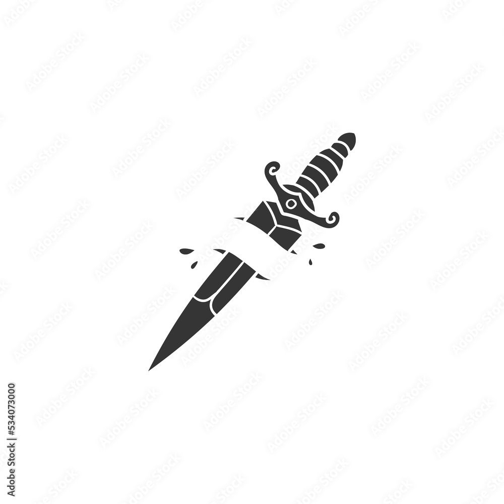 Dagger Tattoo Icon Silhouette Illustration. Old School Vector Graphic ...