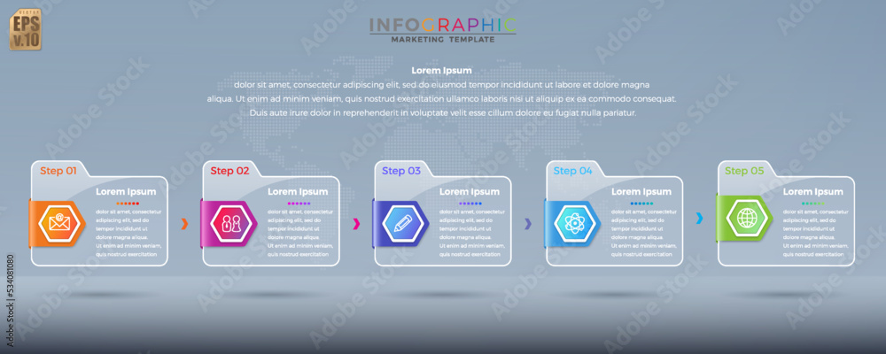 Infographic vector design Business colorful template folder 5 options ...