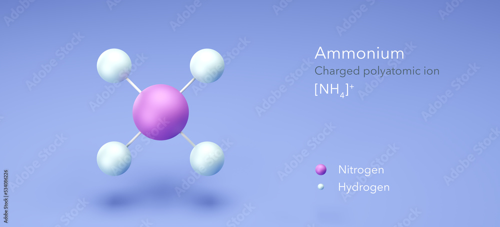 Stock Illustration „ammonium Molecular Structures Charged Polyatomic Ion 3d Model Structural