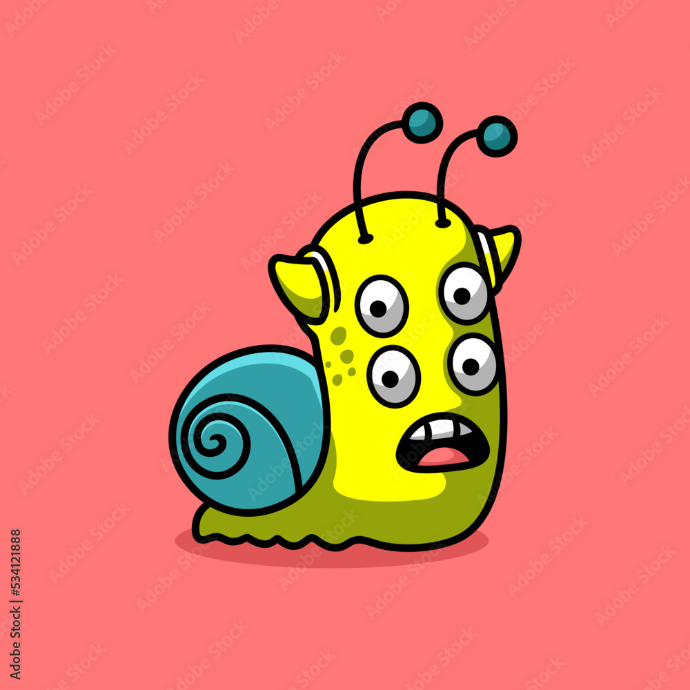 Monster Snail Cartoon Illustration, funny, fictional Character. Premium ...