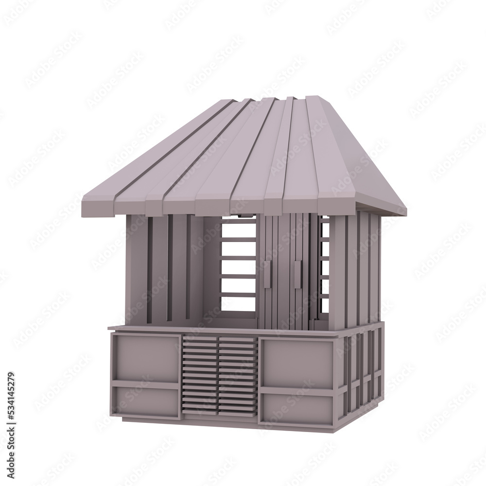 3D RENDER ILLUSTRATION. Sample idea model outdoor food drink booth ...
