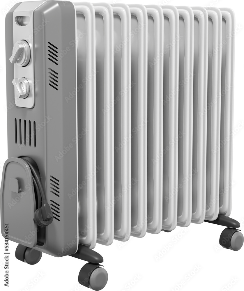 Electric oil radiator heater. Gray PNG icon on transparent background ...