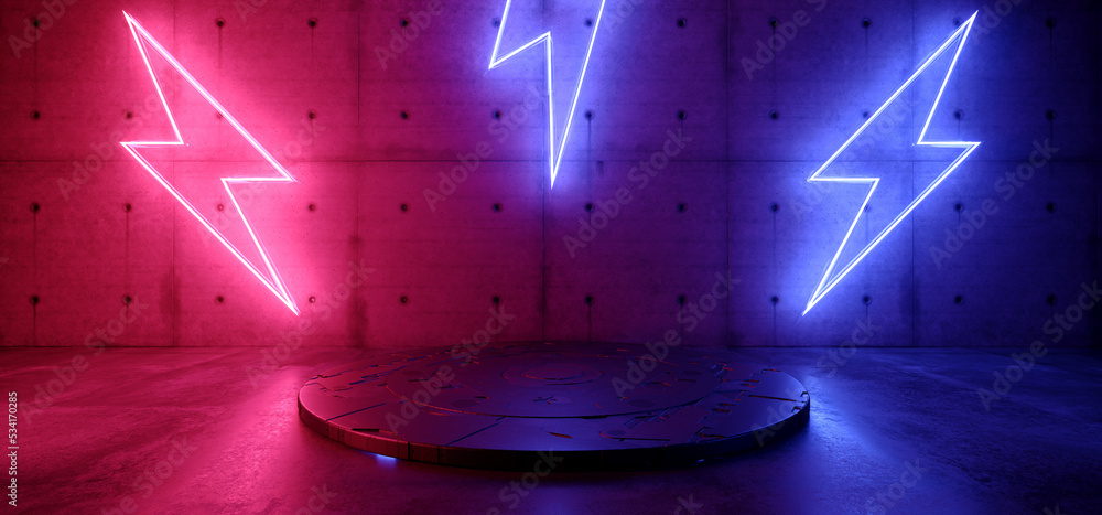 Neon Club Stage Cyber Glow Thunderbolt Shaped Lights Purple Blue Color ...