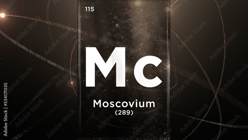 Moscovium (Mc) symbol chemical element of the periodic table, 3D ...