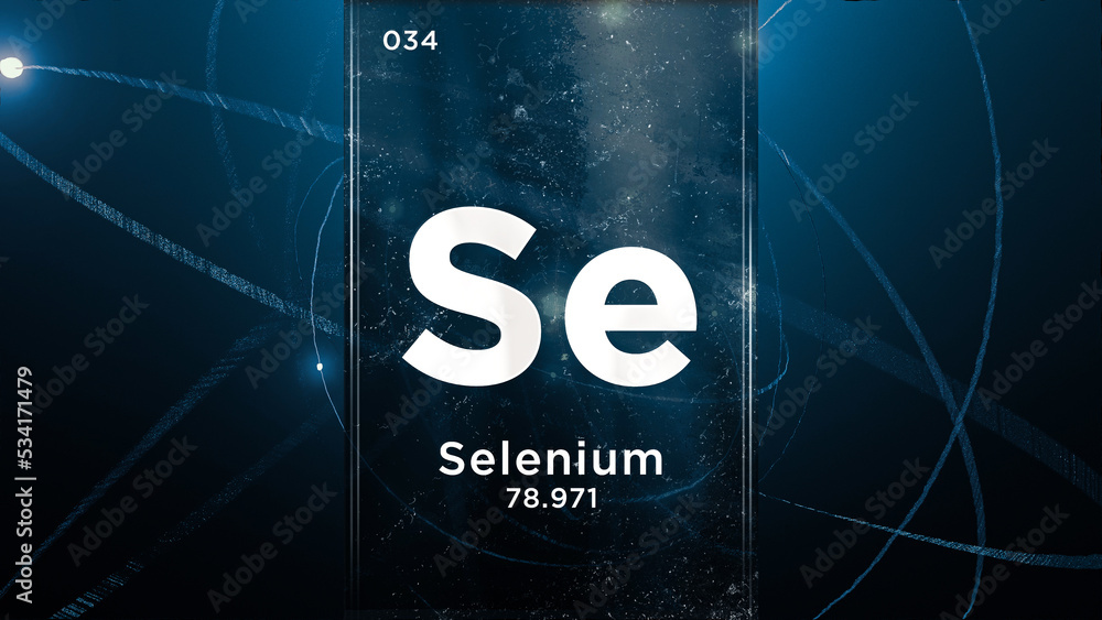 Selenium (Se) symbol chemical element of the periodic table, 3D ...