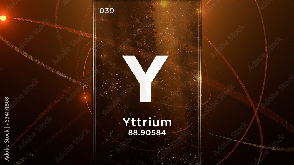 Yttrium (Y) symbol chemical element of the periodic table, 3D animation ...