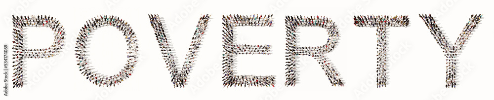 Concept or conceptual large community of people forming the word ...