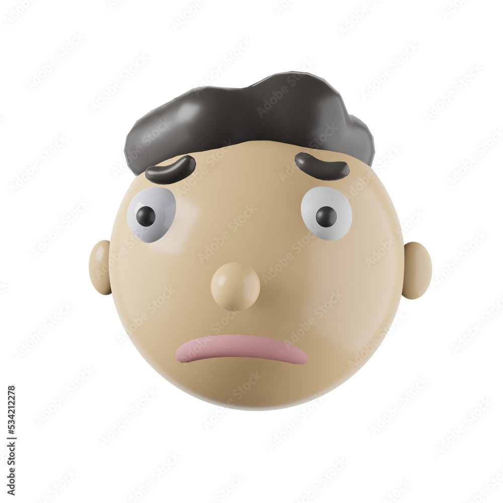 3D funny cartoon character sad man isolated on transparent background ...