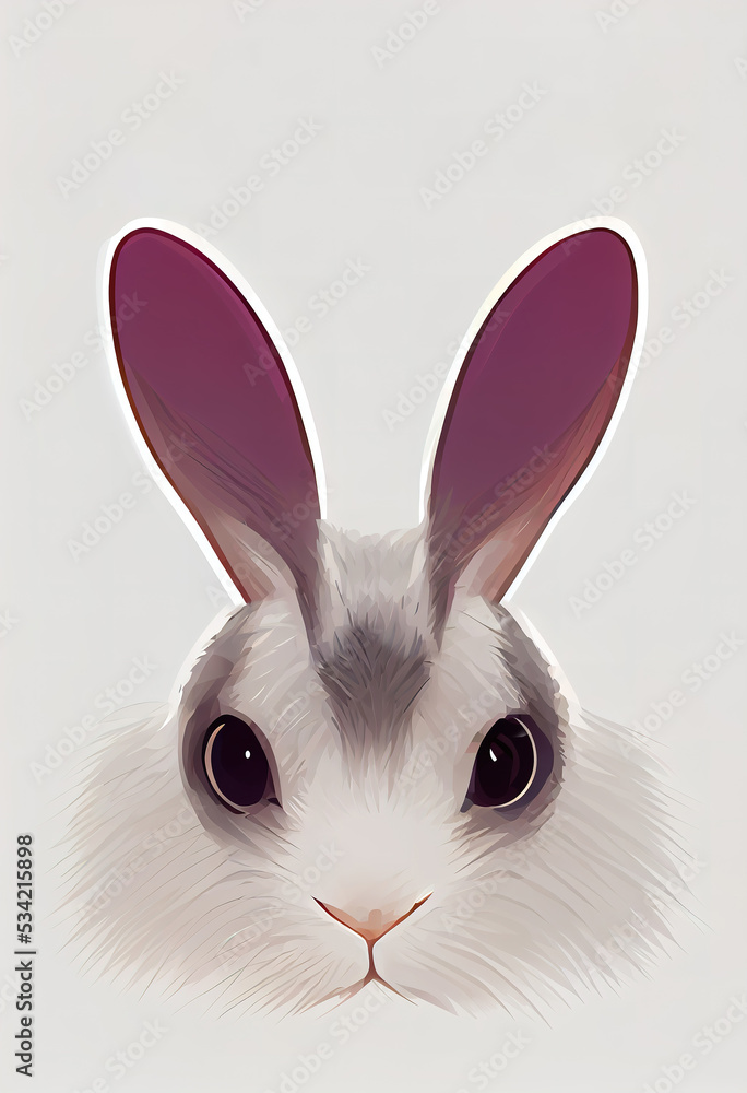 Stylized head of a cute rabbit. A cute bunny on a light background ...