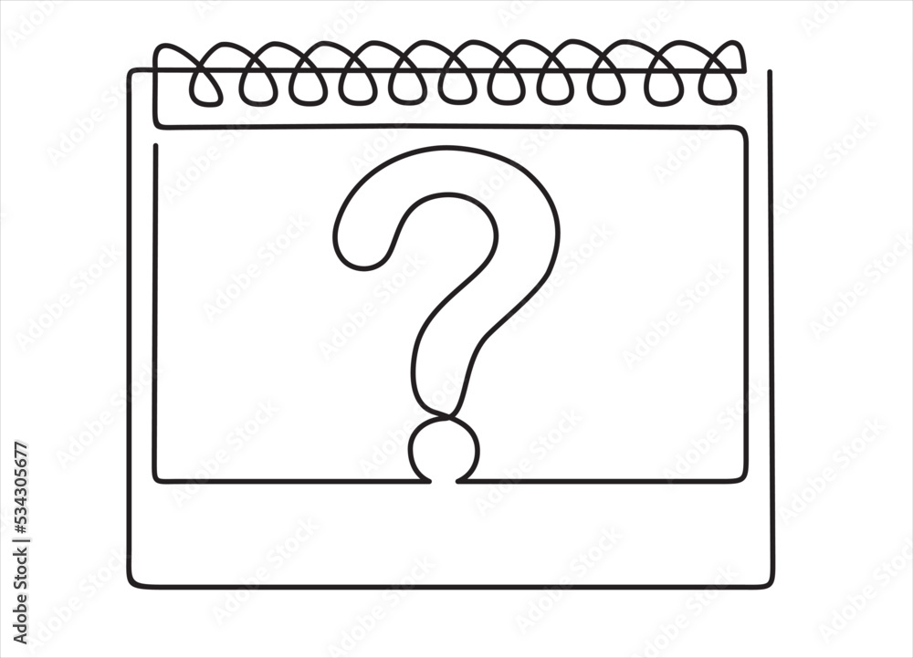 Image vectorielle Stock Continuous one single line drawing of calendar ...