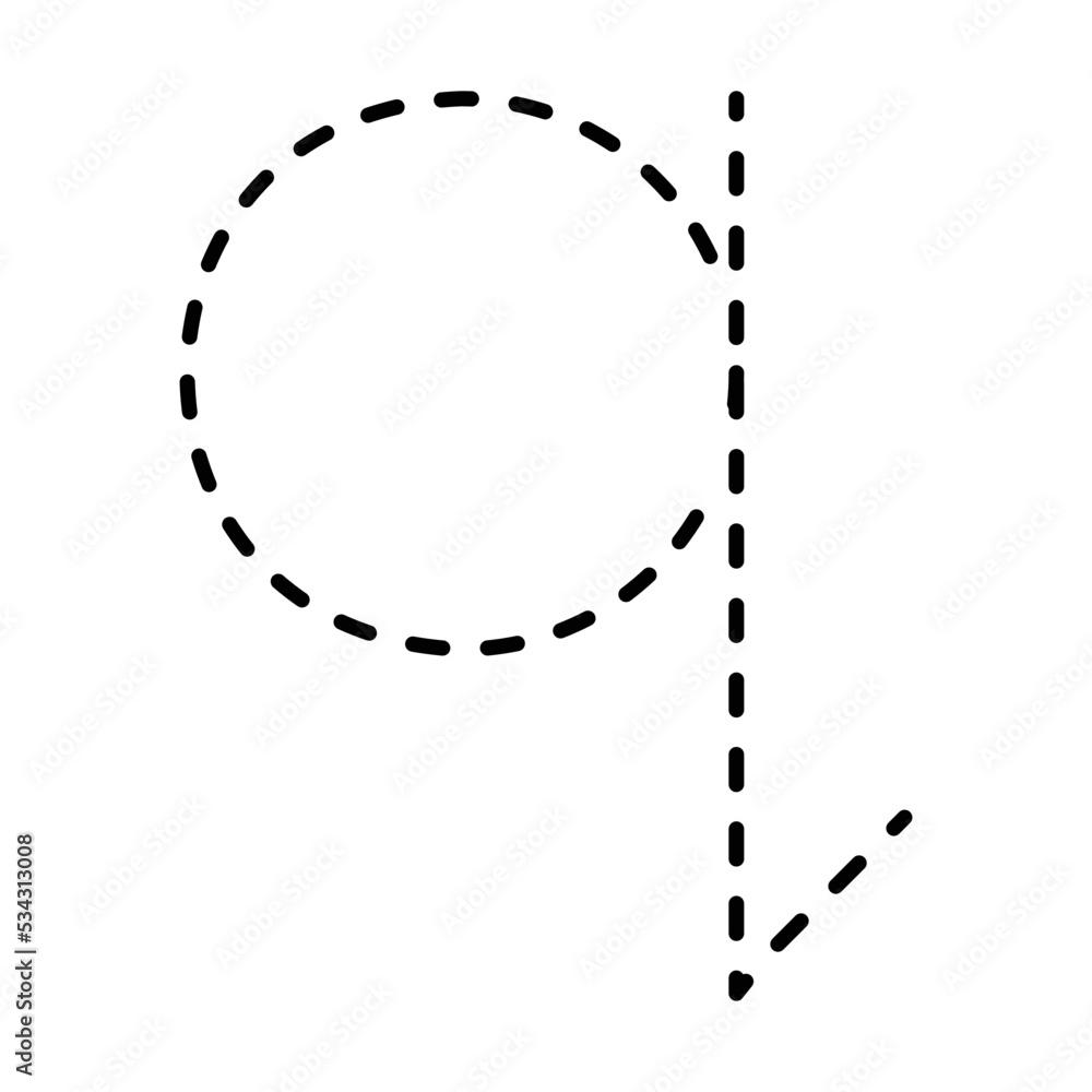 Tracing Alphabet lowercase small letter q prewriting dotted line ...