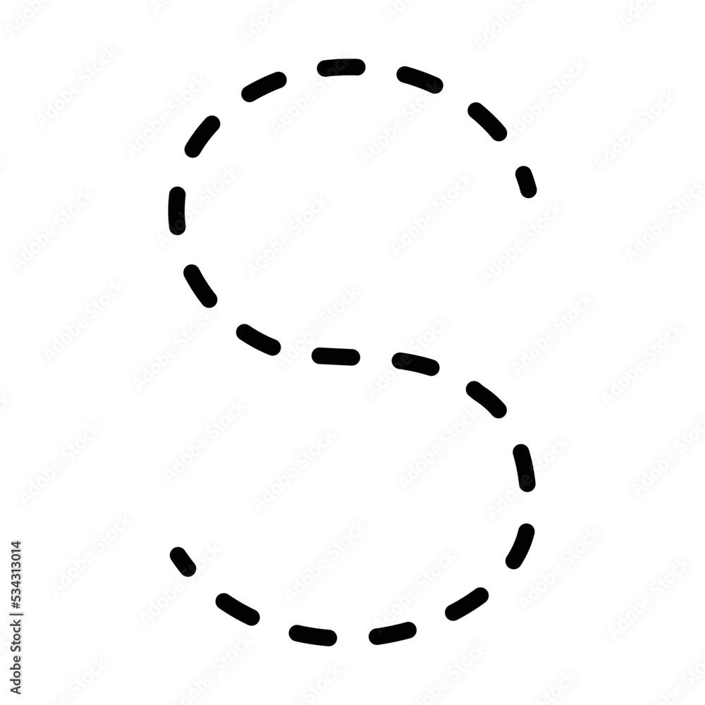 Image vectorielle Stock Tracing Alphabet lowercase small letter s prewriting dotted line element ...