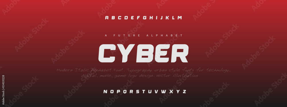 CYBER Luxury Minimal Modern Tech Alphabet Letter Fonts. Typography ...