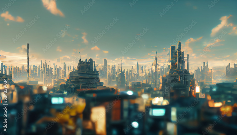 Stock-Illustration „Science Fiction Futuristic Cyberpunk Neon Night ...