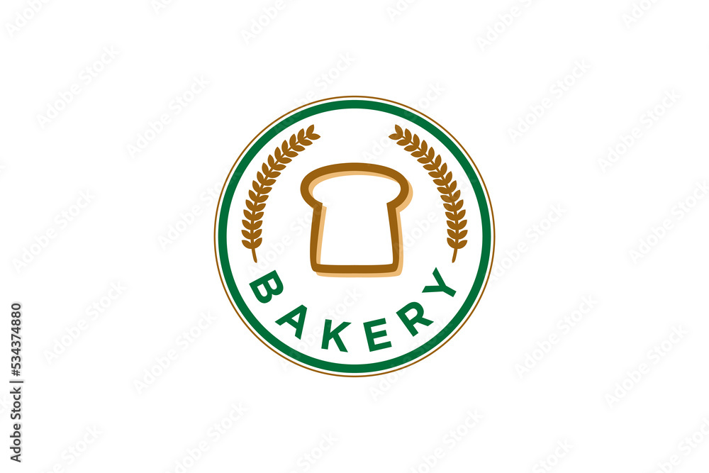 Bakery logo design emblem style rounded shape white bread icon symbol ...