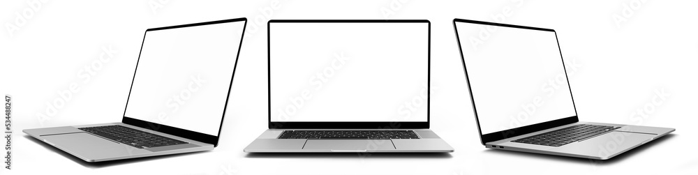 Laptop mock up with transparent screen isolated Stock Photo | Adobe Stock